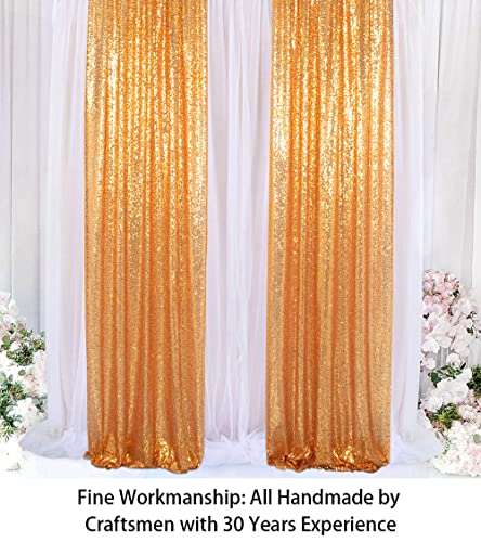 Sparkle Backdrop Curtain Gold 2 Panels Set Sequin Photo Backdrop 2FTx8FT Sequin Backdrop Curtain Pack of 2-1220S