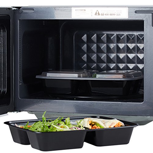NutriBox [20 Pack 3 Compartment Meal Prep Container with Lids, Durable, Stackable, Reusable Bento Box - BPA Free, Dishwasher, Microwave Safe Food Storage Container
