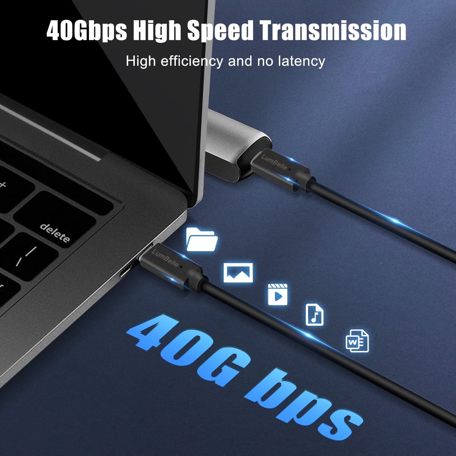 LumBelle 240W Thunderbolt 4 Cable USB C to USB C Cable 4Ft 40Gbps Data Transfer, 8K Display/Dual 4K Type C Cable Compatible with Thunderbolt 4 3 USB-C USB 4