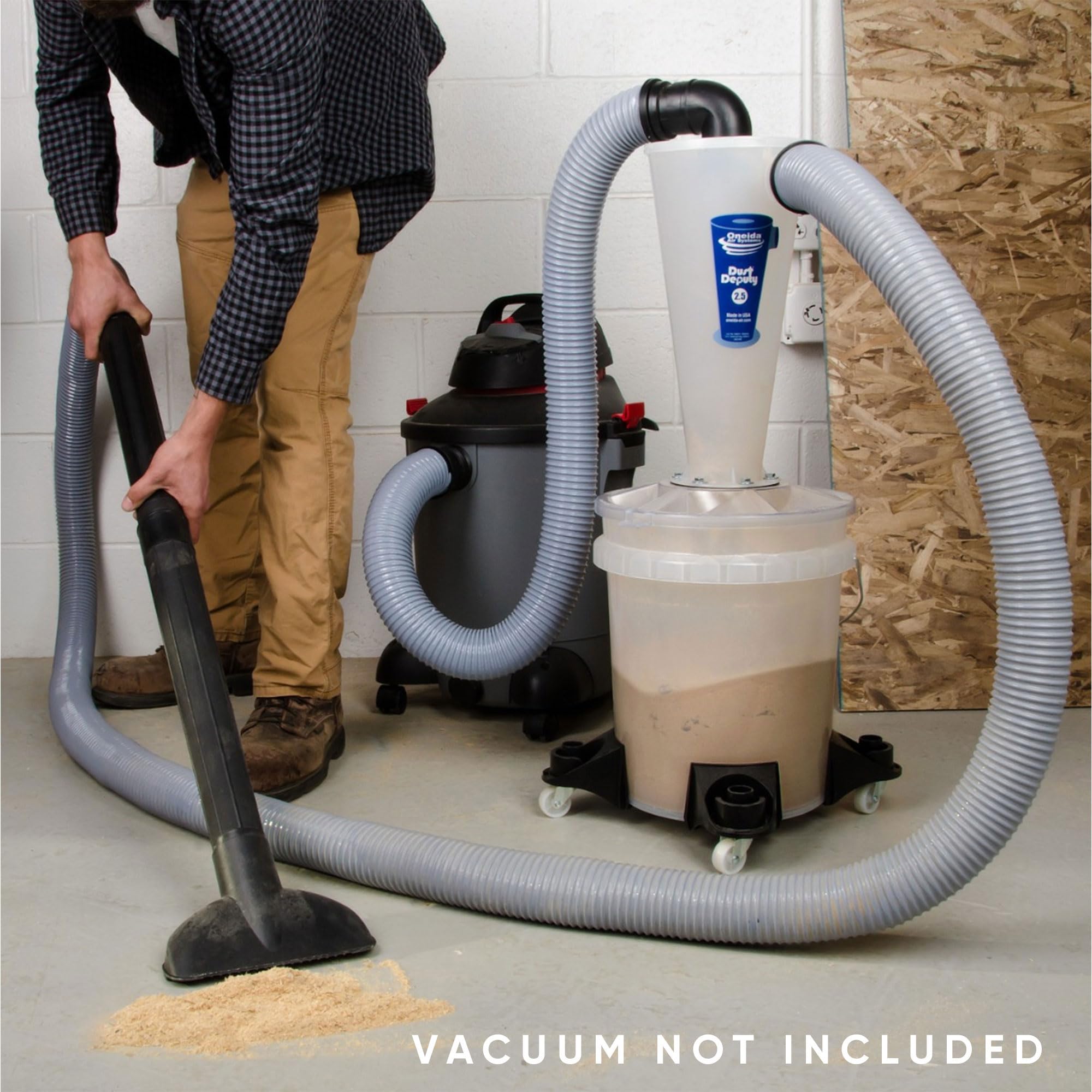 Oneida Air Systems Dust Deputy 2.5 Deluxe Cyclone Separator Kit: Portable Collector with Clear Bucket for Wet/Dry Shop Vacuums (DD 2.5 Deluxe 5-Gal)