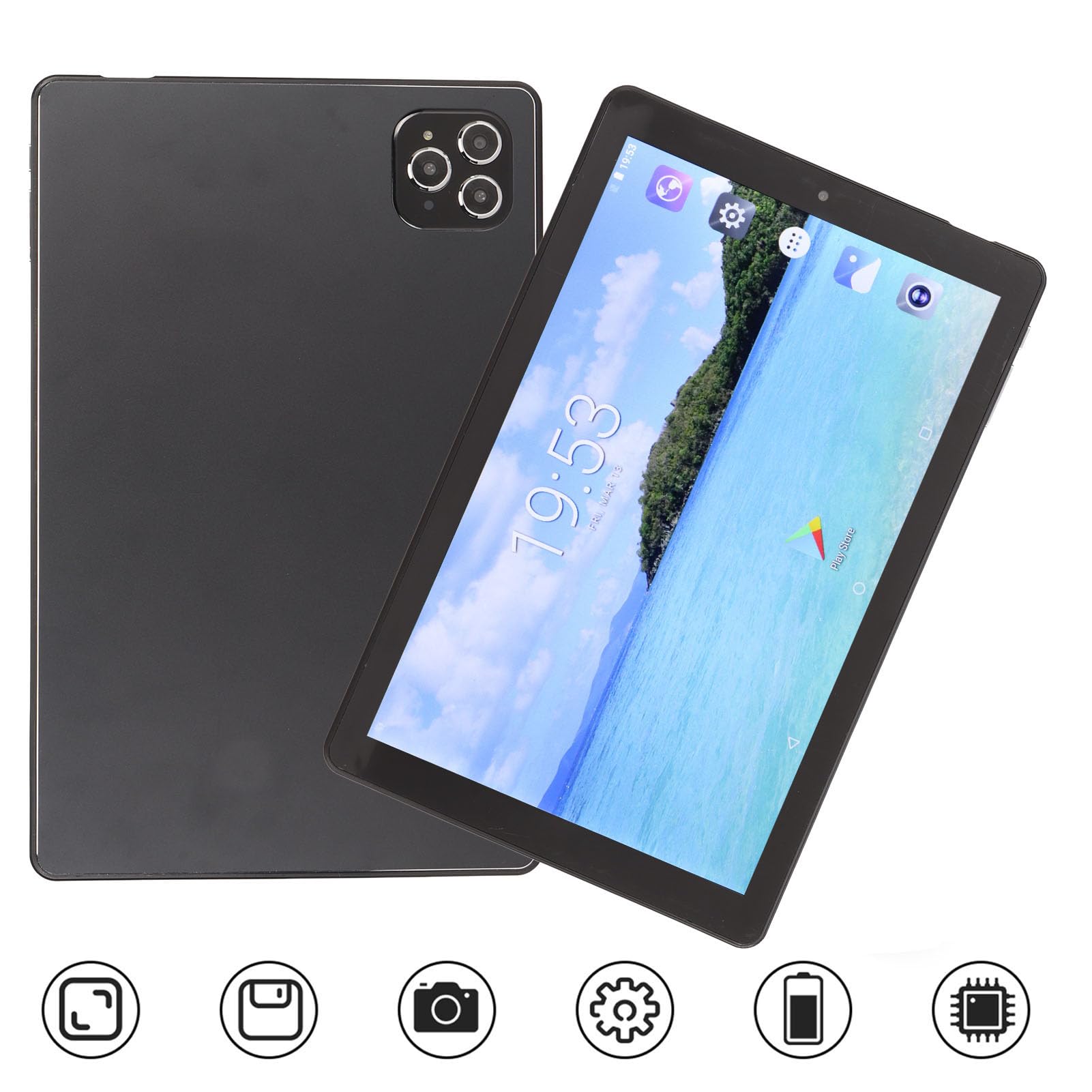 Gugxiom 10 Inch Android Tablet Android 11 Tablets Eight Core 4Gb Ram 64Gb ROM 1920X1200 Hd Touch Screen 8800Mah Battery, Dual Box Speakers (US Plug)