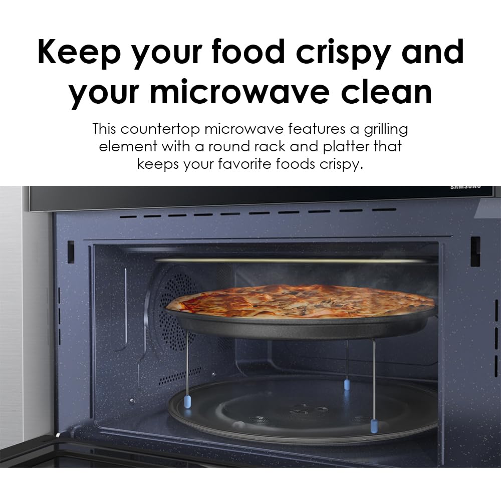 Samsung 1.2 cu. ft Convection Air Fry, Black Glass, MC12DB8700CKAA Countertop Microwave