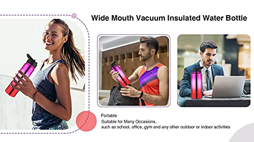 KEEPTO Vacuum Insulated Water Bottle BPA Free,Stainless Steel Water Jug with Straw