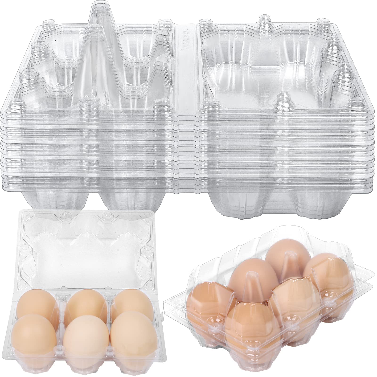 Ioffersuper Egg Cartons 60 Packs with Holds up to 6 Eggs Securely, Reusable Perfect for Family Pasture Farm Markets Display, for Refrigerator, Storage, Family, Chicken Farm, Market, Camping