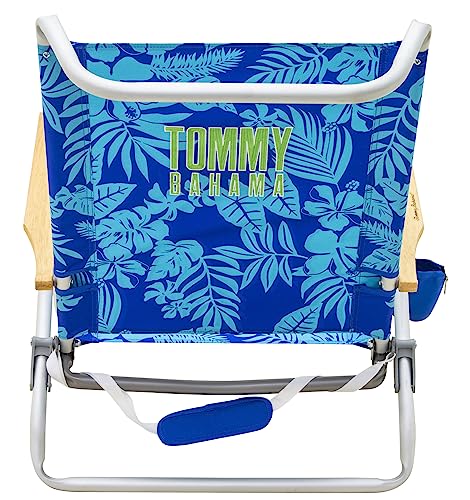 Tommy Bahama 5-Position Lay Flat Cup Holder and Towel Bar Beach Chair, 1-Pack, Floral Print