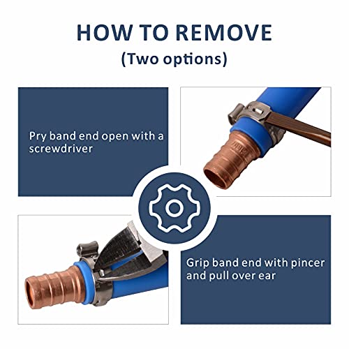 iCrimp PEX Pipe Clamp Cinch Tool Crimping Tool Crimper for Stainless Steel Clamps from 3/8-inch to 1-inch with 1/2-inch 20PCS and 3/4-inch 10PCS SS PEX Clamps