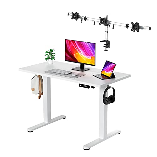 JYLH JOYSEEKER Electric Adjustable Height Desk and Triple Monitor Mount