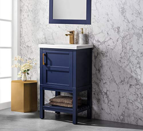 UrbanFurnishing.net Bailey 20" Single Bathroom Vanity with Porcelain Top - Blue