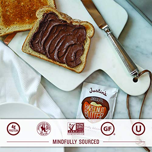 Justin's Chocolate Hazelnut & Almond Butter Squeeze Pack, Organic Cocoa, Gluten-free, Responsibly Sourced, Packaging May Vary, 1.15 Ounce (Pack of 10)