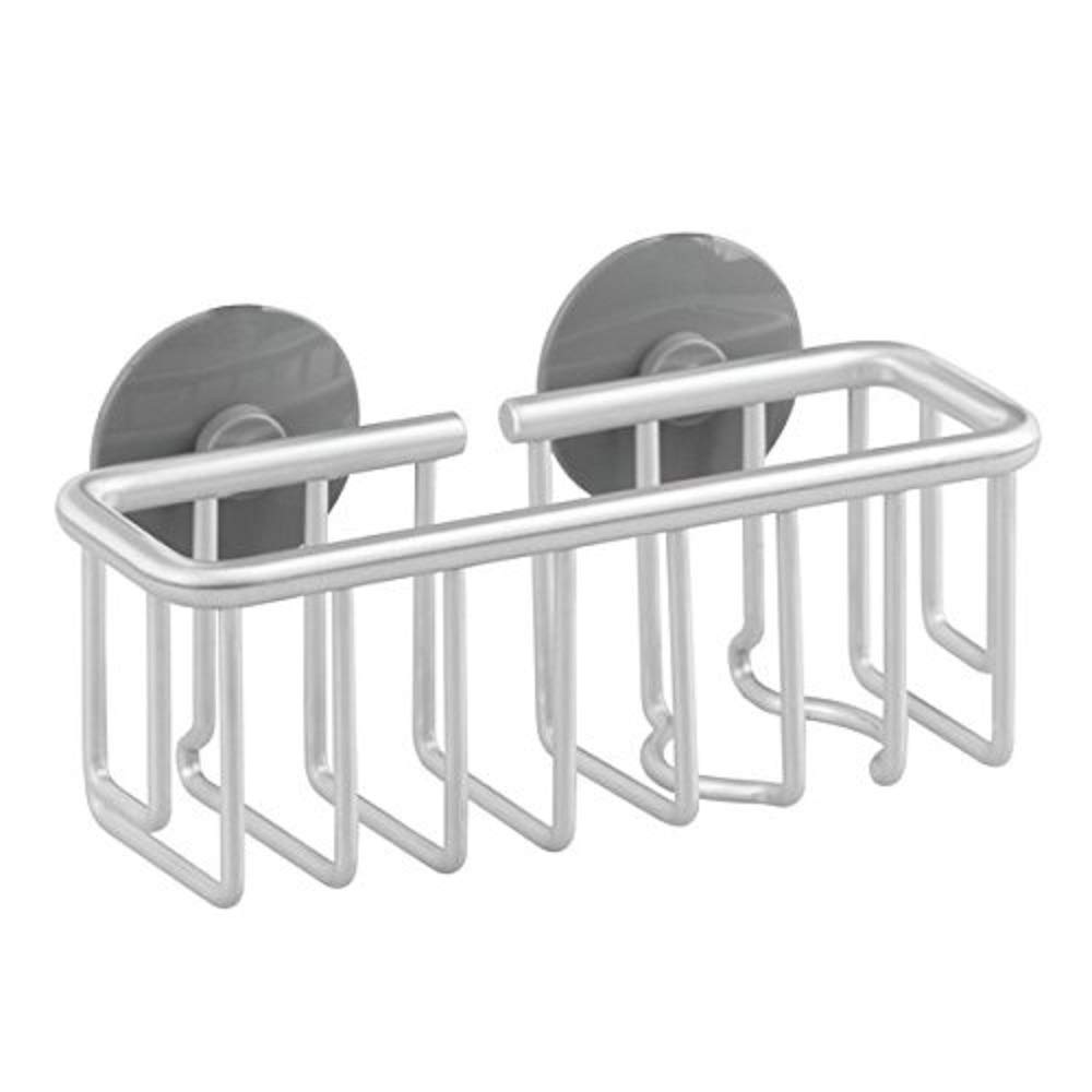 iDesign InterDesign Metro Rustproof Aluminum Gel Suction Sponge Organizer Caddy for Kitchen Sink-Brushed, 16.4 x 6.8 x 13.8 cm, 4 Piece