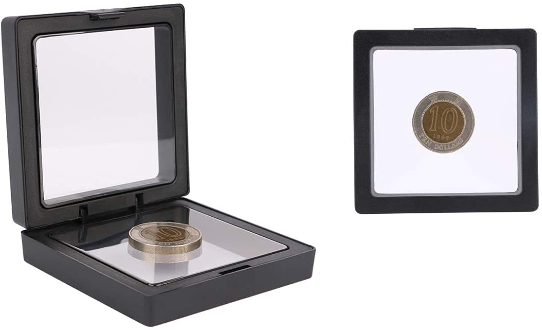 Floating Display Case, sdoot Black 3D Floating Frame Display Holder Stands, 20 Pack 4.3 x 4.3 x 0.8”Challenge Coin Display Stand 3D Coin Display Case, Coin Jewelry Frame for AA Medallions