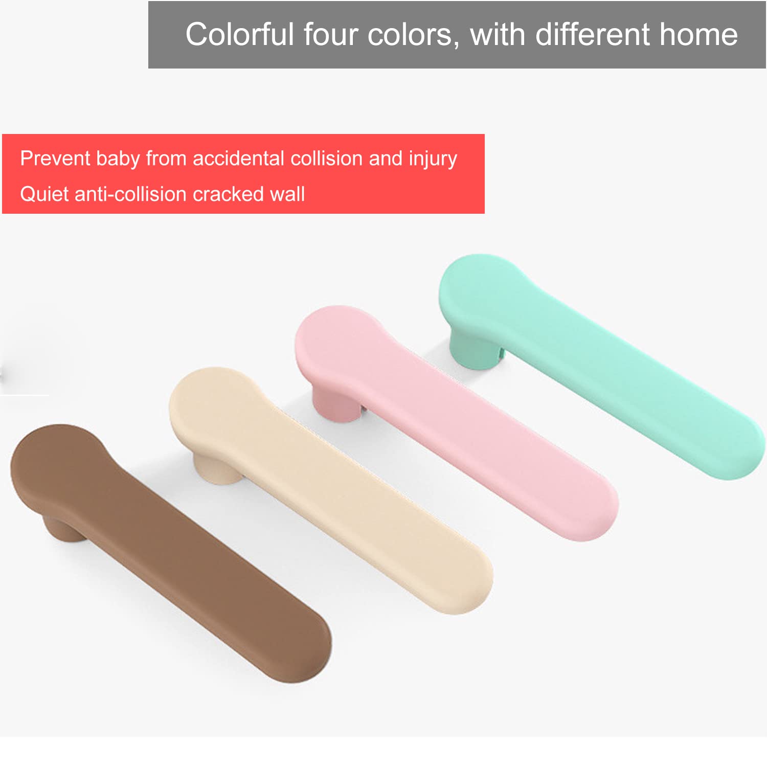 JOYGO FISHAN 2pc 4 Color Choice Silicone Door Handle Cover Glossy Safety Door Handle Protector Anti-Collision Handle Covers (Brown)