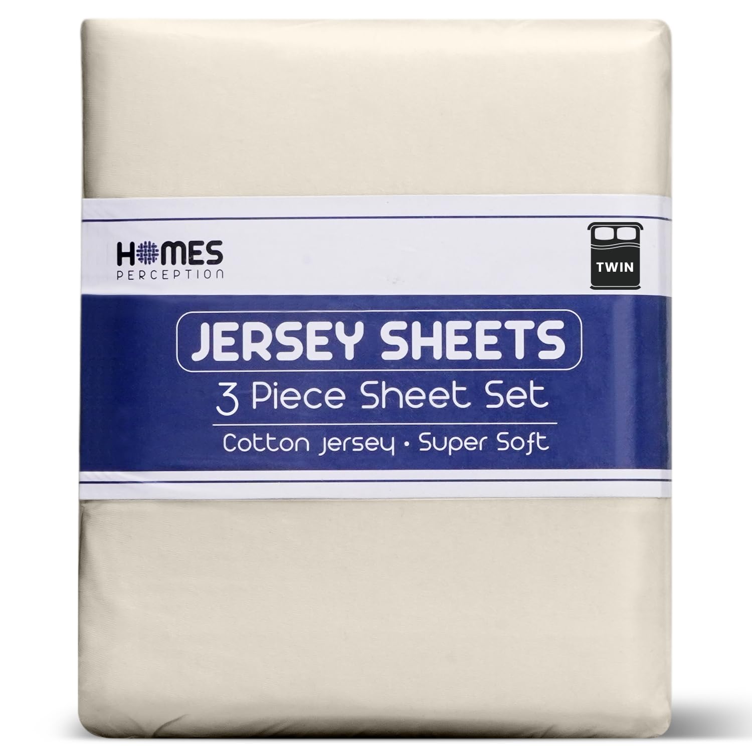 Homes Perception - 4-Piece Jersey Bed Sheets - Full Size - Jersey Knit Sheet Set β Breathable & Soft Cotton Jersey Sheets - includes Flat Sheet, Jersey Fitted Bed Sheet & Pillowcases, Light Gray
