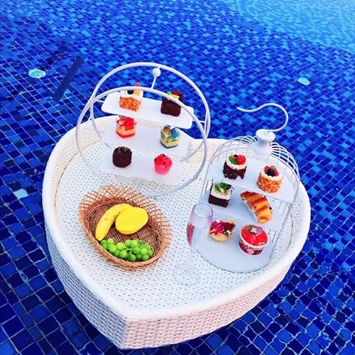 Floating Tray Floating Serving Tray Swimming Pool Floats Floating Tray for Pool Serving Drinks, Brunch, Food On The Water,Brown (Color : White)