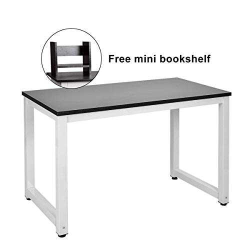 HomeSailing Black I Shape Computer PC Gaming Desk Table 41” Modern Wood Office Home Workstation Writing Study Desk(Black)