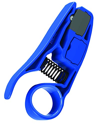 IDEAL Industries, Inc. 45-605 PrepPRO Coax/UTP Cable Stripper, Cable Stripping Tool for RG-59/RG-59 Plenum/RG-6/RG-6 Plenum/RG-6 Quad/RG-6 Quad Plenum, Blue, 1 Coax Stripper,Gray