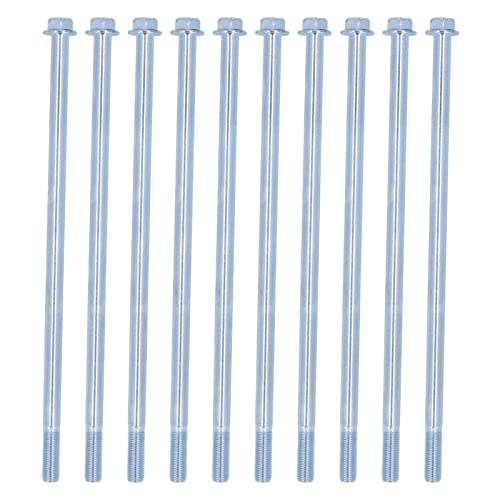 Raguso Hex Half Tooth Bolts, 10 Pcs Half Thread Bolt Carbon Steel Lengthened for Polishing Machine(10x250)