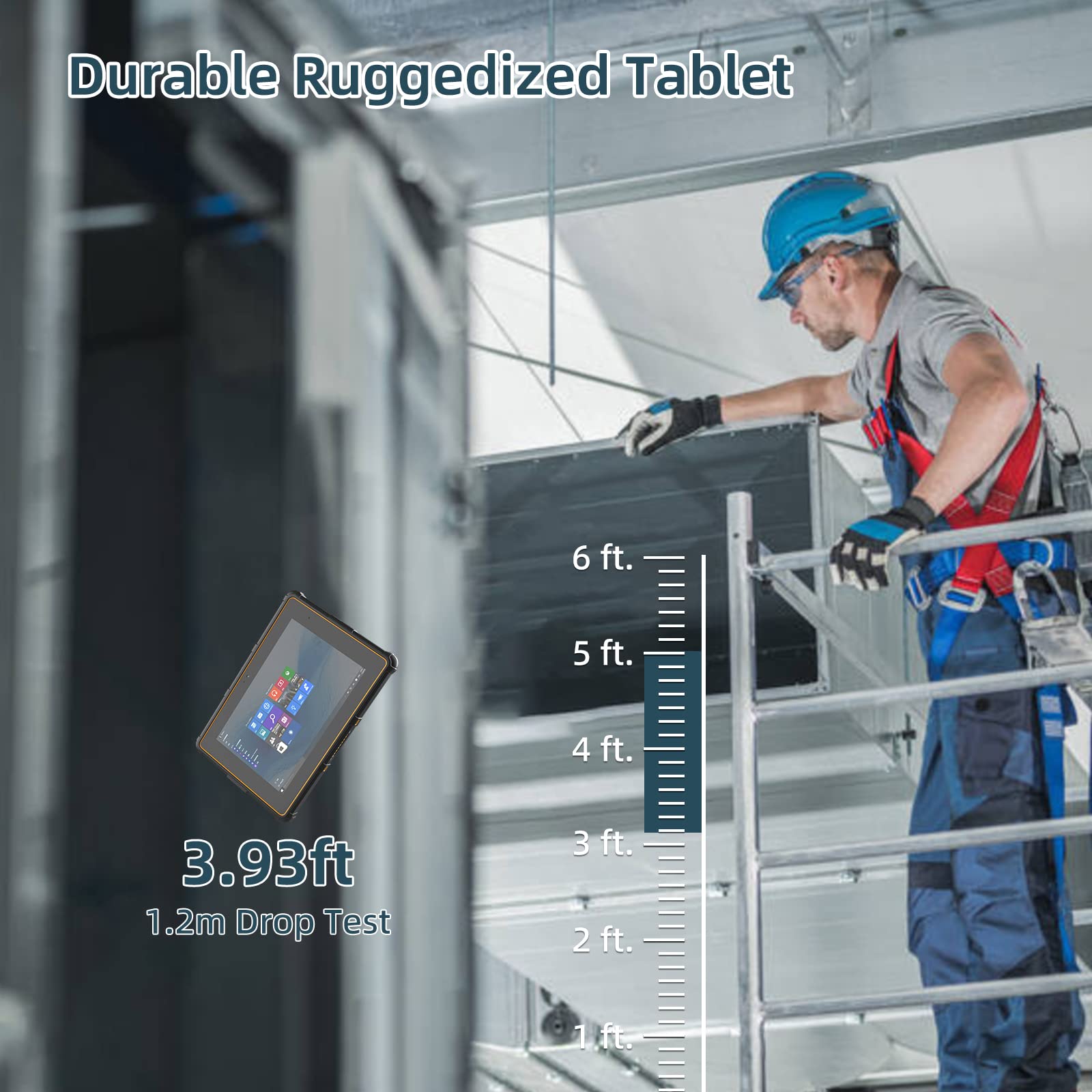 HIGOLEPC 8 Inch Rugged Tablet Windows 10 Pro,Intel Quad-Core 4GB RAM/64 GB ROM,IP67 Waterproof,8000mAh/3.7V Battery,BT 4.2,Dual Wi-Fi for Enterprise Work Field