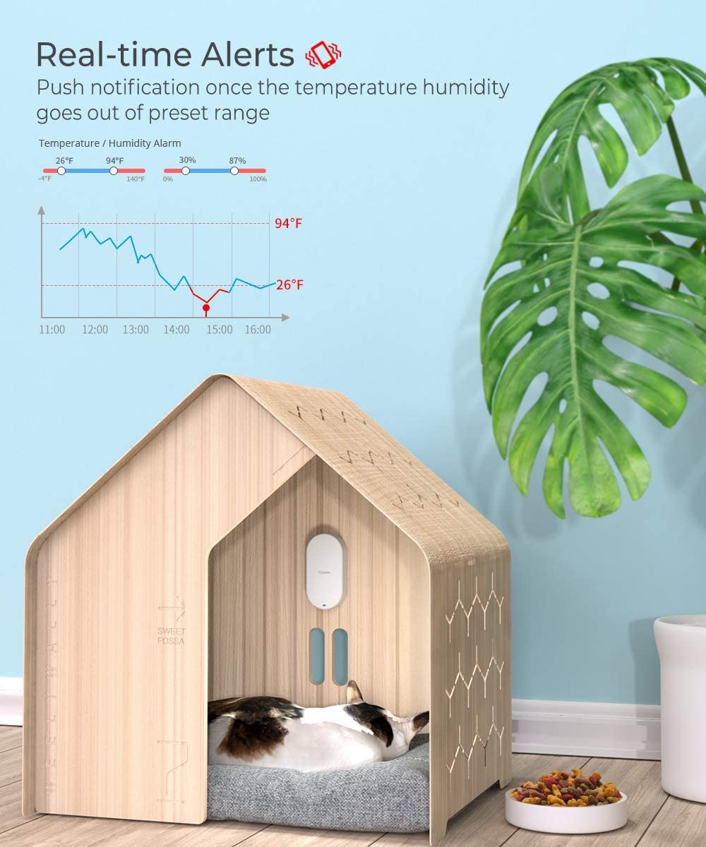 Govee WiFi Hygrometer Thermometer, Wireless Temperature Humidity Sensor with App Alerts, for Greenhouse, Basement, Pets, Garage, 1 Sensor and 1 Gateway (Supports 2.4G WiFi)