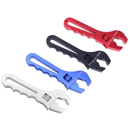 SYKRSS An Fitting Wrench, AN3-16AN Adjustable Wrench Aluminum Lightweight Spanner Tools for An Hose Fitting Adapter End , Black