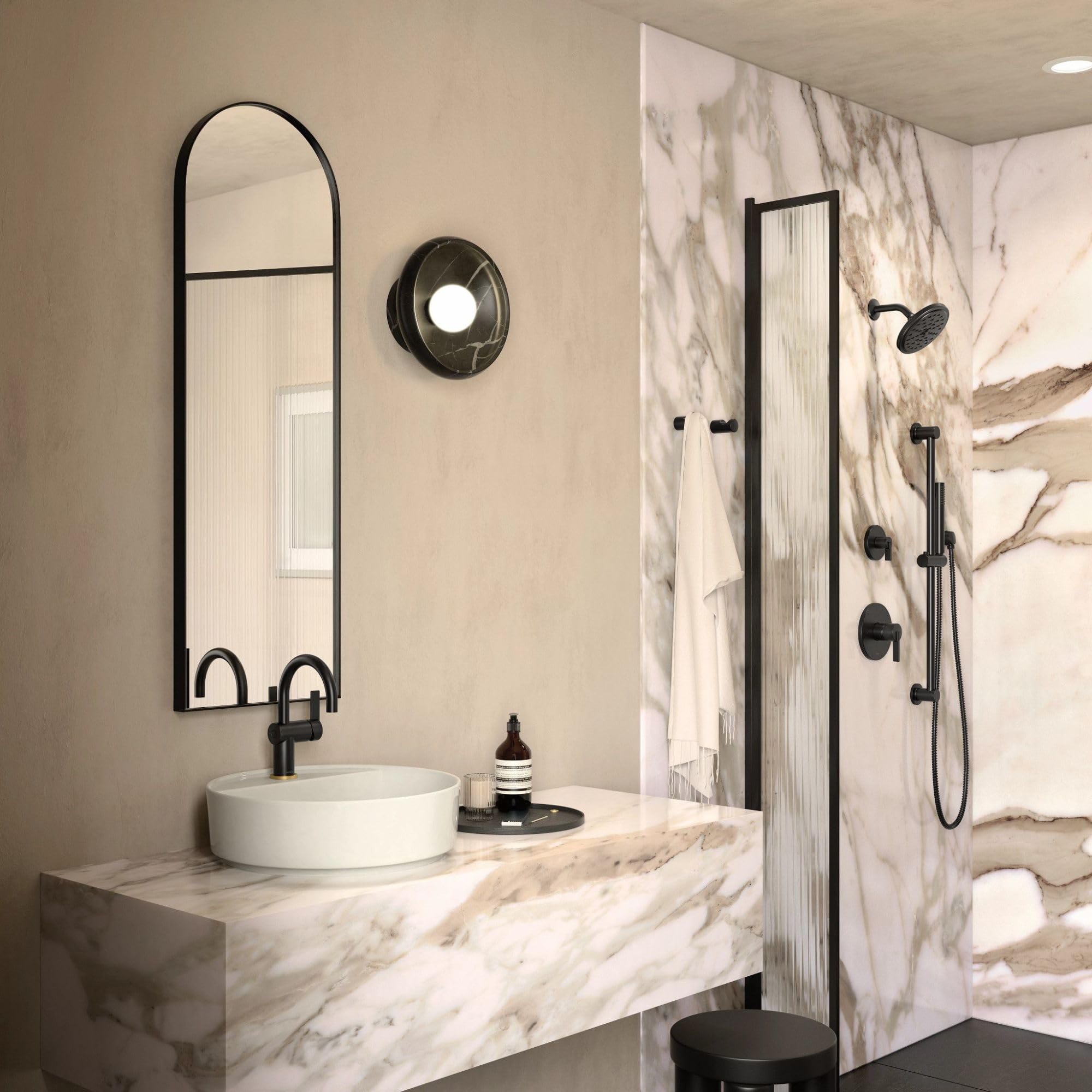 Moen Matte Black 8-Inch Shower Arm and Flange, S122BL