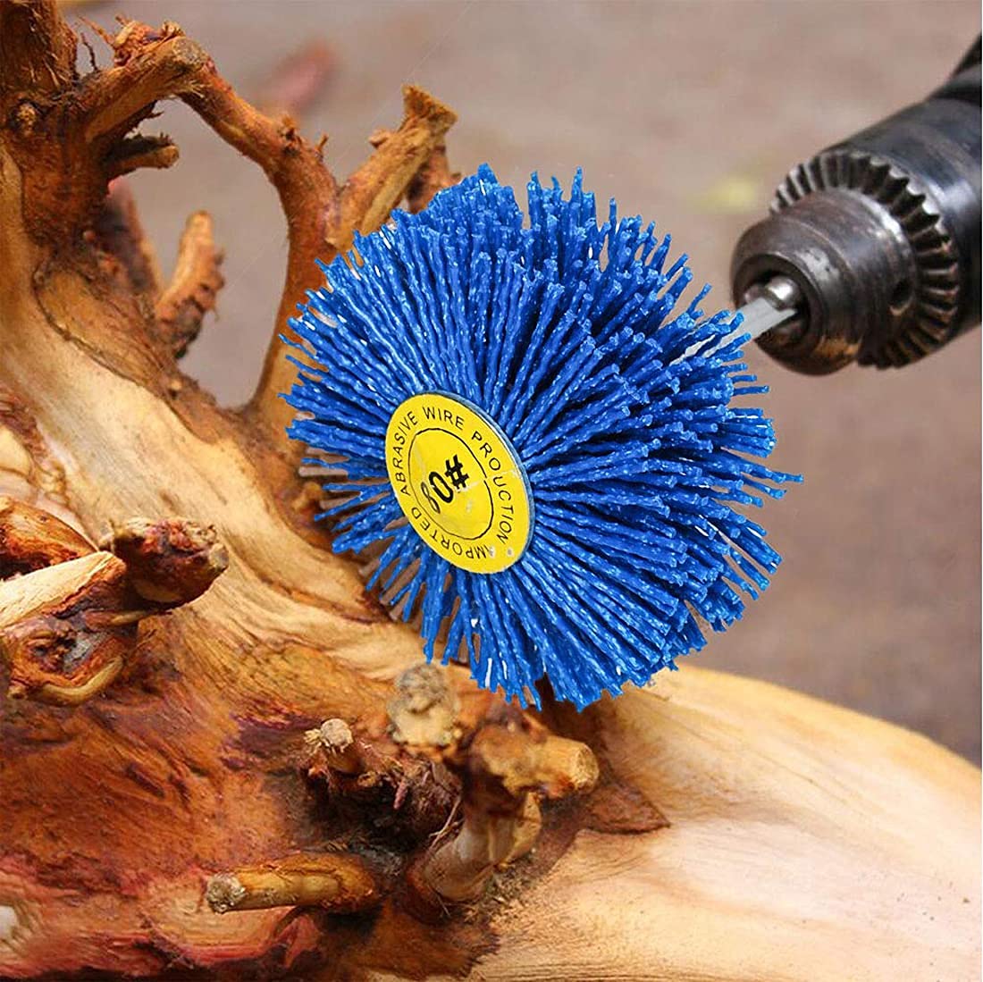 Mixiflor 7 Pack Abrasive Nylon Wheel Brush for Drill with 1/4" Shank, (80 120 180 240 320 400 600 )Grits, Nylon Abrasive Wheel Perfect for Removal of Rust/Corrosion/Paint