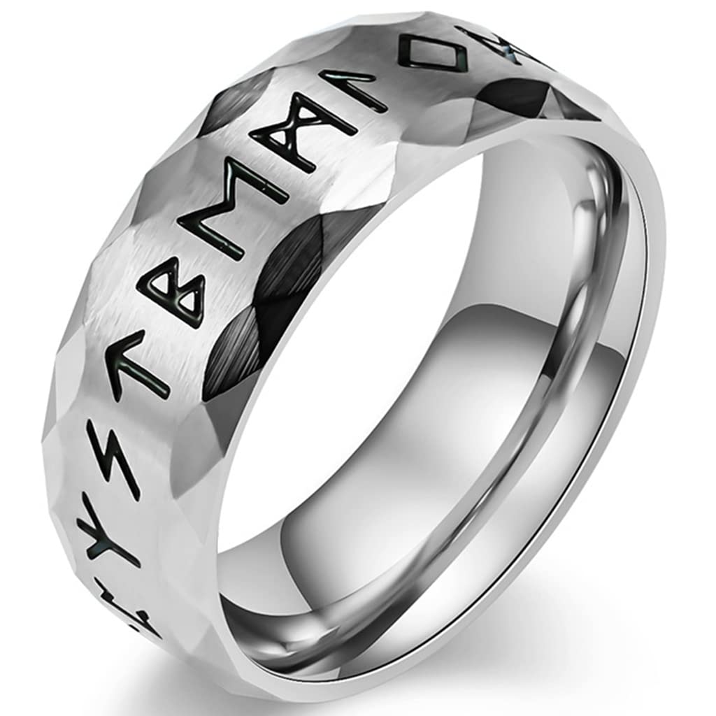 Jude Jewelers 8mm Stainless Steel Norse Pirate Biker Nordic Trinity Runic Pagan Vikings Celtic Wedding Band Ring (Silver, 7)