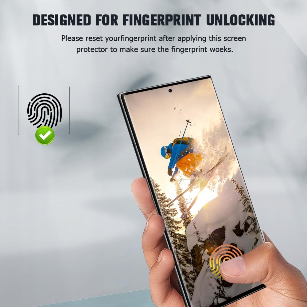 Galaxy S23 Ultra Screen Protector 2+2 Pack With Camera Lens Protector,9H hardness,Compatible Fingerprint,3D Full Coverage,for Samsung Galaxy S23 Ultra 5G 6.8 inch Tempered Glass Screen Protector