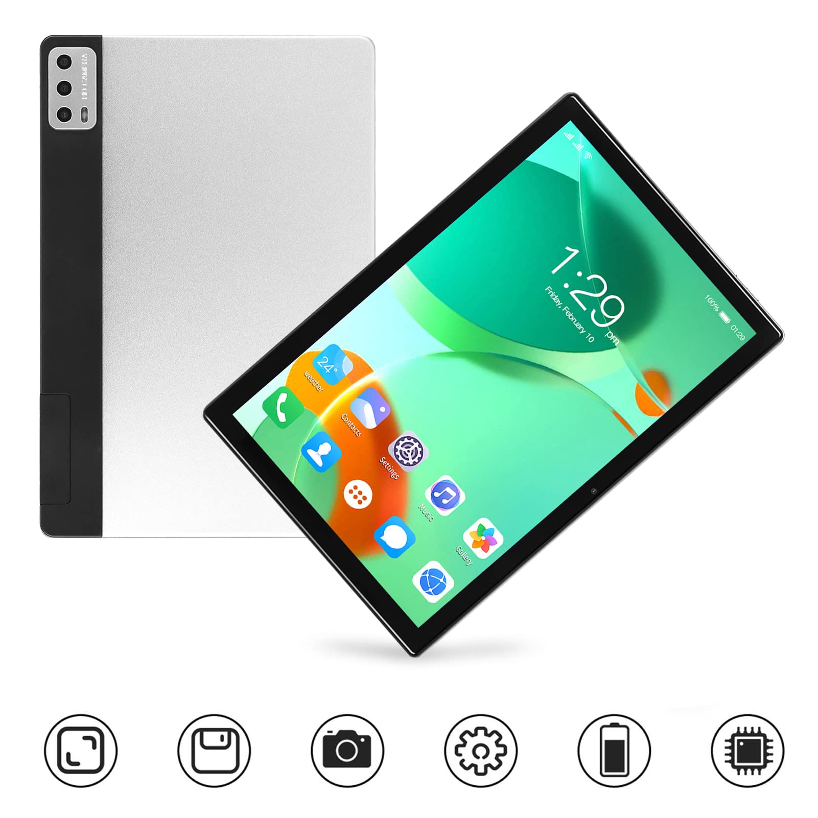 GOWENIC 10.1inch FHD Screen Tablet, 6GB RAM 128GB ROM, 5G WiFi, Fast Charging, 2-in-1Keyboard Case & Support Stand with12.0 (US Plug)