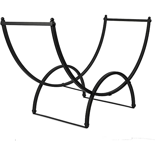 Juvale 3-Foot Curved Firewood Rack for Indoor Outdoor (Black)