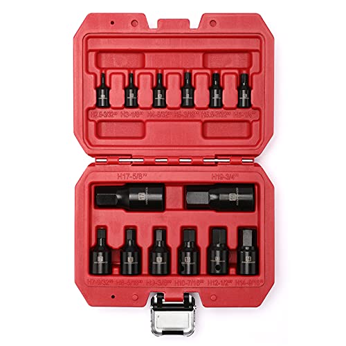MIXPOWER 14-Piece Dr. Bit Socket Set, 2.5mm to 19mm, 1/4", 3/8" and 1/2" Drive, Cr-Mo Impact Grade, Metric, Hex Bit Socket