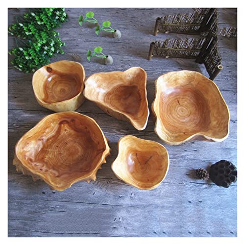 Fruit Bowl Bowl Creative Dried Fruit Plate Multi-grain Candy Dish Grid Wood Root Carving Tray Mixing Bowl Kitchen Organizer Fruit Plate (Color : A)