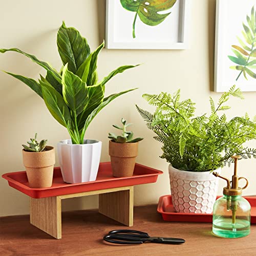 Juvale 8 Pack Plastic Plant Drip Trays for Planters, Pots, Rectangular Saucer Pans for Indoors, Outdoors (Terracotta Red, 6.5x12 in)