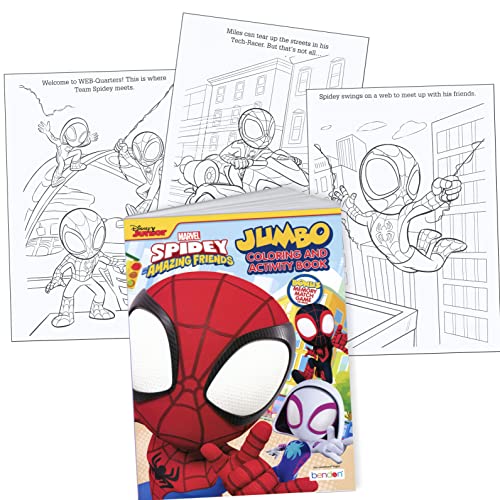 Spidey and His Amazing Friends Activity Set Bundle - Spiderman Coloring Book, Spiderman Stickers, 2-Sided Superhero Door Hanger and More, Red