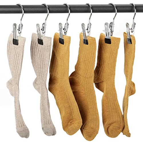 ODILCO Black Boot Hanger Clips, 24PC Hook Clips Hold, Hanging Clothes Pins Hooks - Portable Stainless Steel Home Travel Hangers Clips
