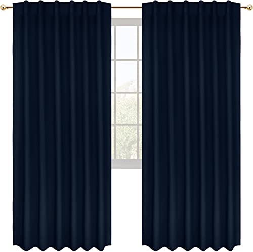 Utopia Bedding Curtain - Rod Pocket Blackout Curtains 84 Inch Length 2 Panels Set - Thermal Curtains & Drapes for Living Room, Bedroom, Dining Room, Home Office, Classroom, 52W x 84L Inches, Navy