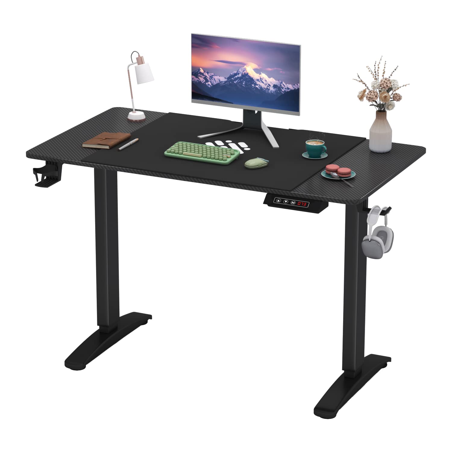 Furmax Electric Height Adjustable Standing Desk Large 40 inch Sit Stand up Desk Home Office Computer Desk Memory Preset with T-Shaped Metal Bracket,Carbon Black