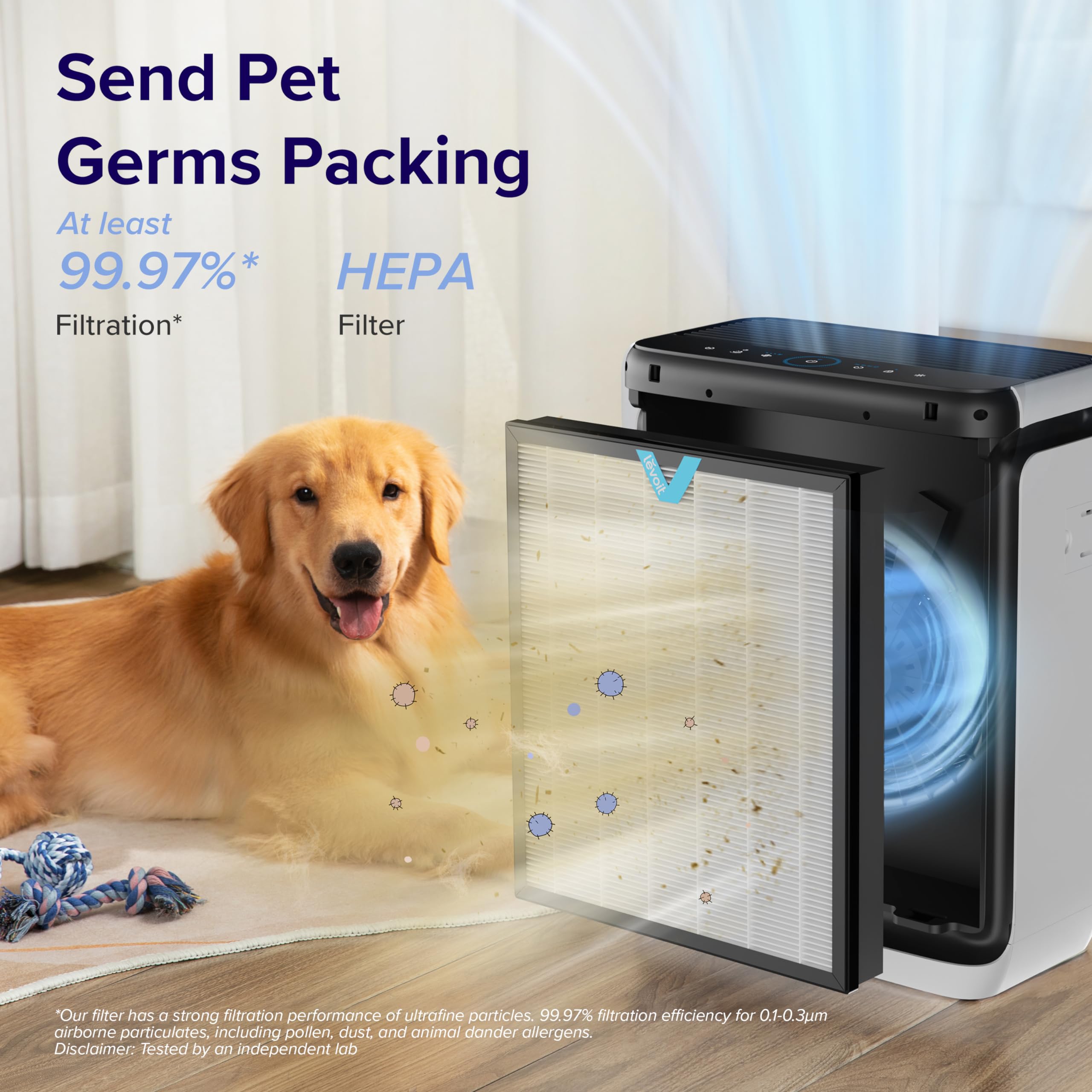 LEVOIT Air Purifiers for Home Large Room Up to 1900 Ft² in 1 Hr with Washable Filters & Vital 100S Air Purifier Replacement