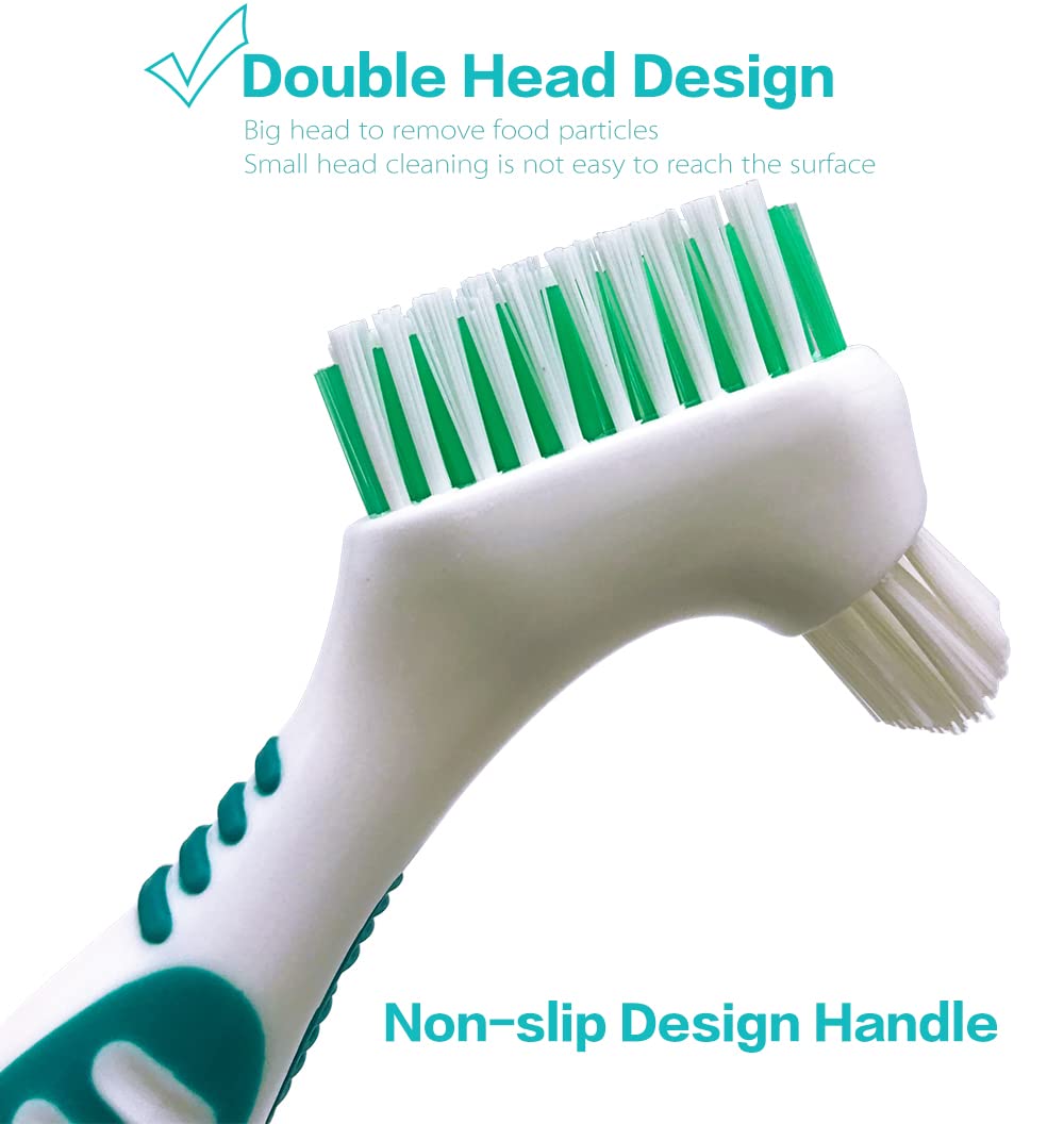 Mckkor Premium Hygiene Denture Brush Toothbrush, Battery Powered, Adult Unisex, Multi-Layered Bristles & Ergonomic Rubber Handle, 8 Pack
