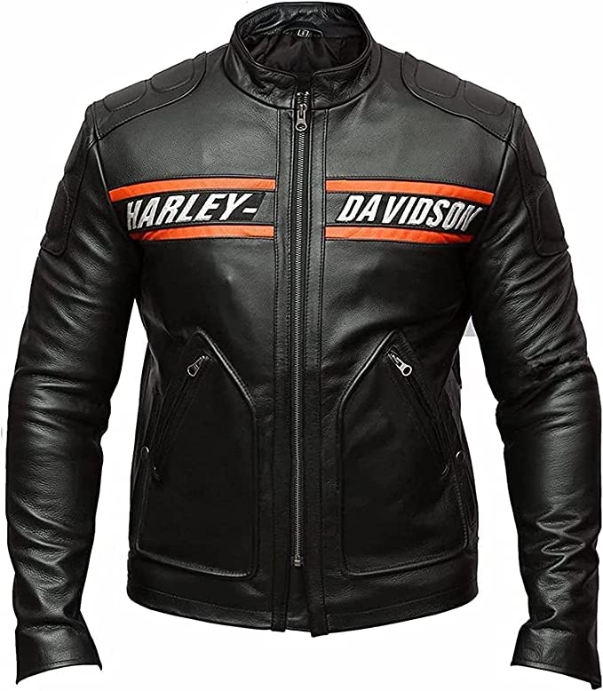 Homestoreuk TJVZ Mens Black Biker Leather Jacket Genuine Cowhide Motorcycle Riding Leather Jacket - XX-Large