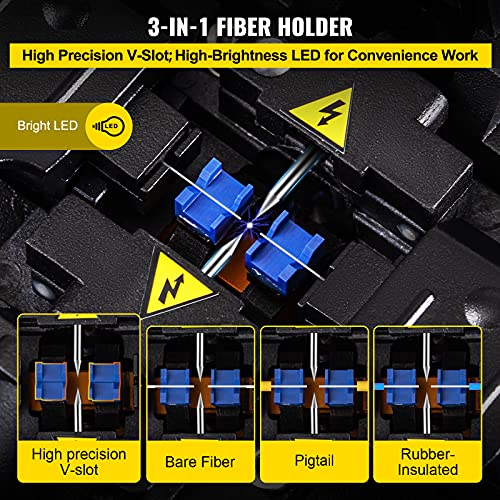 Mophorn Fiber Fusion Splicer Automatic Focus A-80S FTTH Fiber Optic Fusion Splicer Kit 5 Inch Digital LCD Screen Fusion Splicer Machine Optical Fiber Cleaver Kit