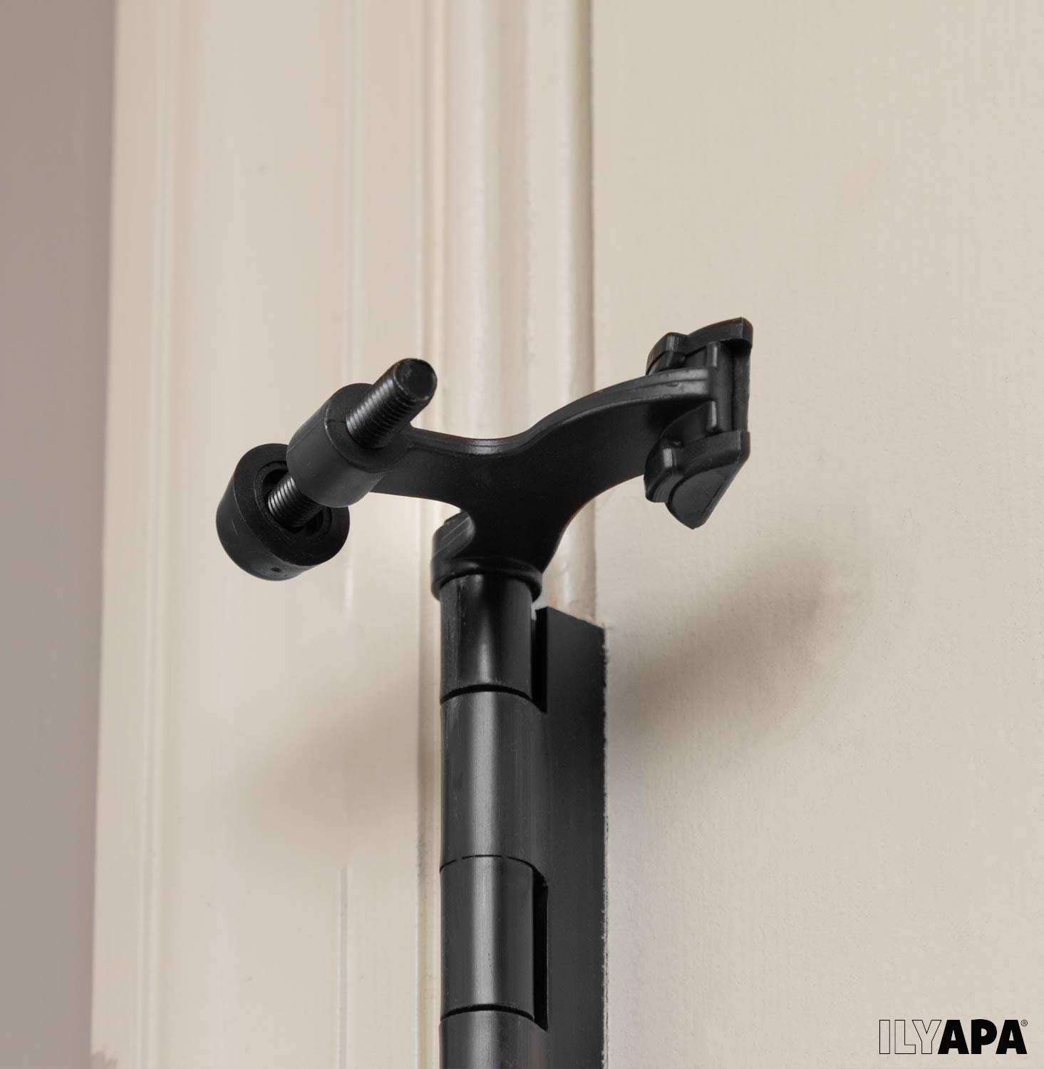 Ilyapa 6 Pack Matte Black Hinge Pin Door Stops - Heavy Duty Adjustable Stopper 2-1/2" x 1-3/4โ, Door Stopper Wall Protector with Black Rubber Bumper Tips, Hinge Door Stop, Hinge Pin Door Stop 6 Pack