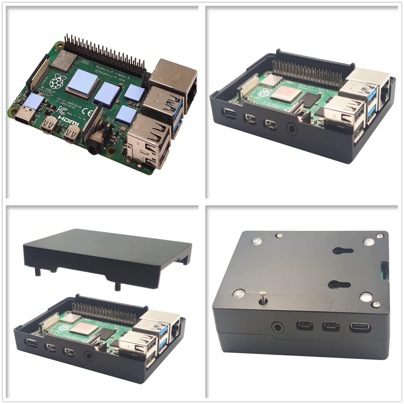 Raspberry Pi 4 Aluminum Case Metal Enclosure Passive Cooling Heatsink Case for Raspberry PI 4 Model B
