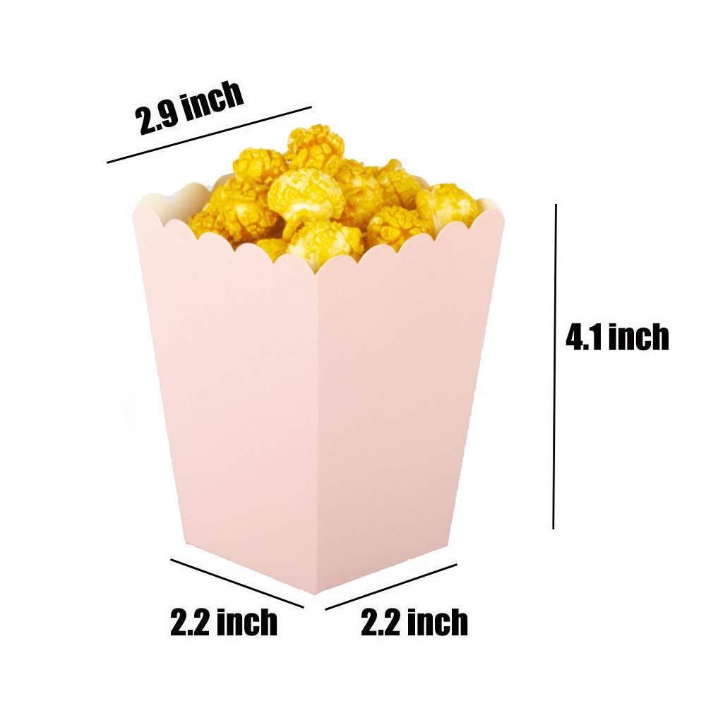 Pink Popcorn Boxes Mini Paper Popcorn Box Cardboard Popcorn Container for Party, Pack of 12