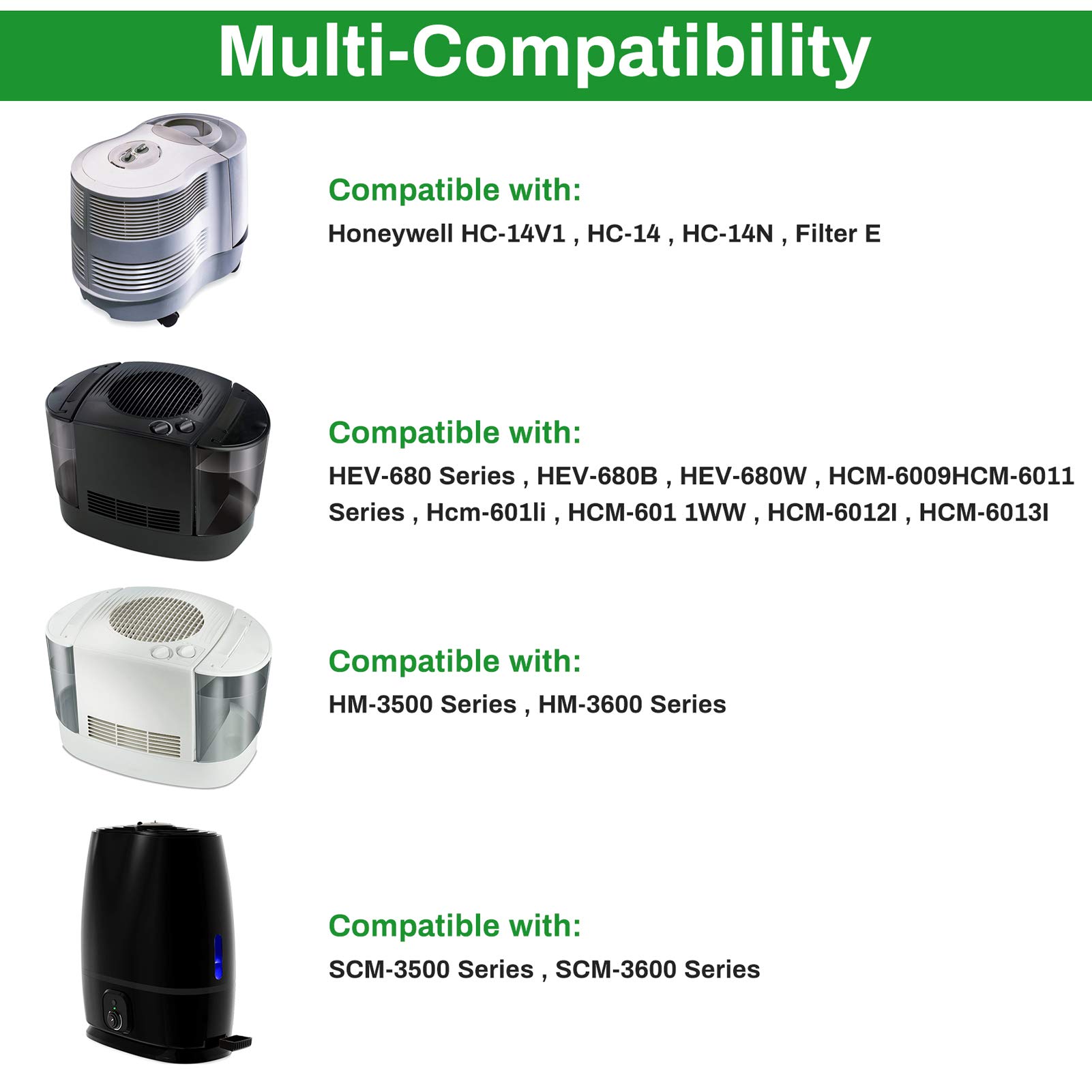 Future Way HC-14 Humidifier Filter E Compatible with Honeywell HCM6009, HC-14 Series, HEV685 Series, 4-Pack