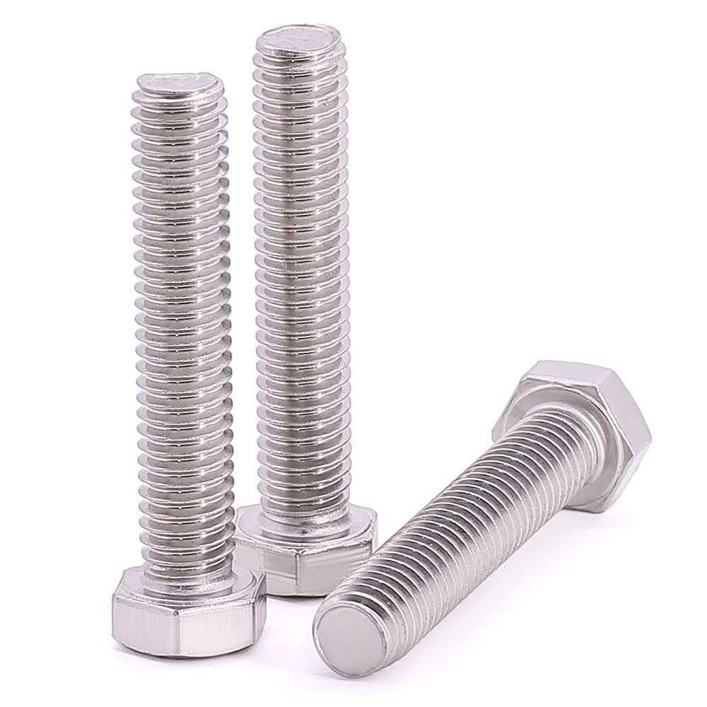 M8-1.25 x 70mm (10 pcs) Hex Head Bolts, 304 Stainless Steel 18/8, Hexagon Head Bolts, Full Thread Coverage, Coarse Thread, Strong, Durable, Thread Size Ranges from 3mm to 20mm Head Bolts, DIN933