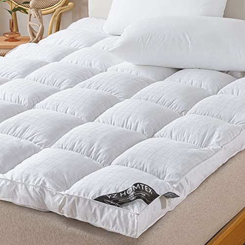 Warm Mattress Topper Twin 2 Inch Soft Plush Pillow Top 400TC Cotton Mattress Pad Bed Topper, Hotel Quality Down Alternative Pillow Topper, White