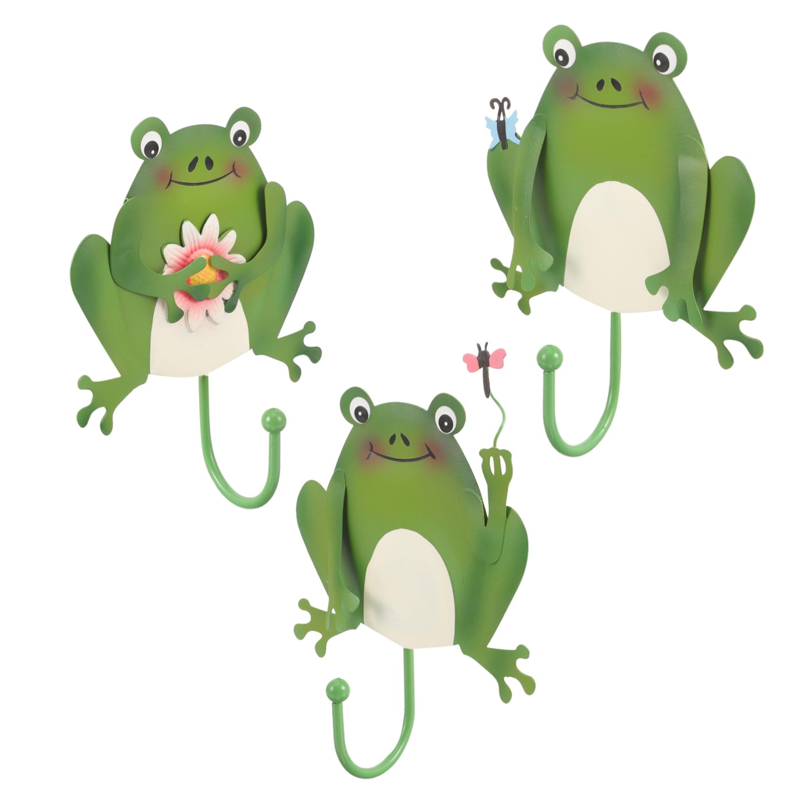 STOBAZA Coat Hanger Hooks Key Storage Hook 3pcs Frog Hook Wall Decoration Iron Key Animal Wall Storage Hook Towel Hook