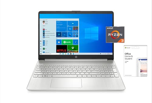 HP 15.6" Diagonal FHD Premium Laptop | AMD Ryzen 3 3250U | HDMI | Windows 10 in S Mode | Silver (8GB RAM | 256GBSSD |Microsoft Office)