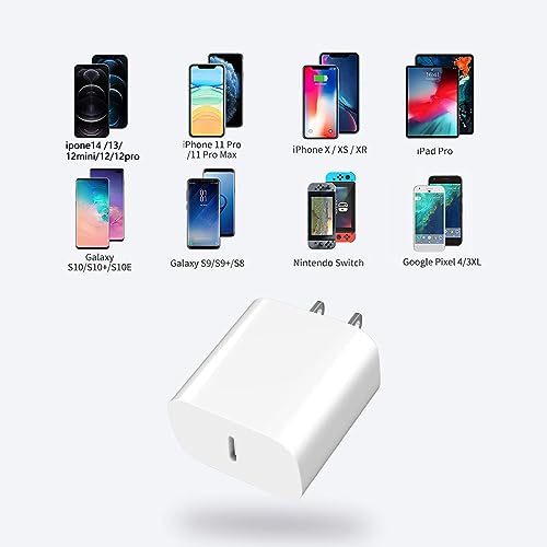 GAOJIXING 4-Pack USB-C Fast Charger for iPhone, 20W PD Power Adapter Wall Charger with USB C Cable Compatible with iPhone 14/14 Pro/14 Pro Max/14 Plus/13/12/11 and More, OFS-390, white-4